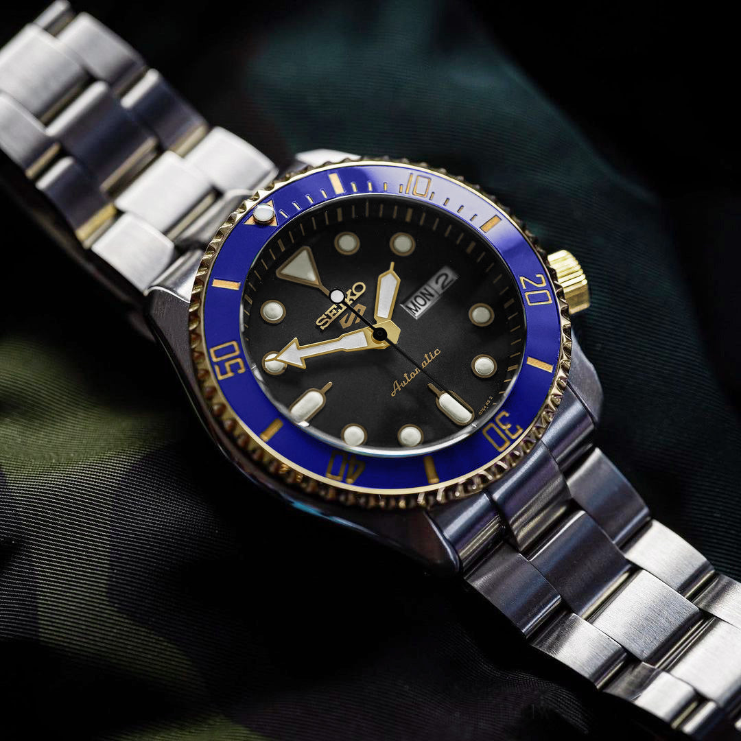Ceramic Insert - 007 Sub Blue X Gold - DLW WATCHES